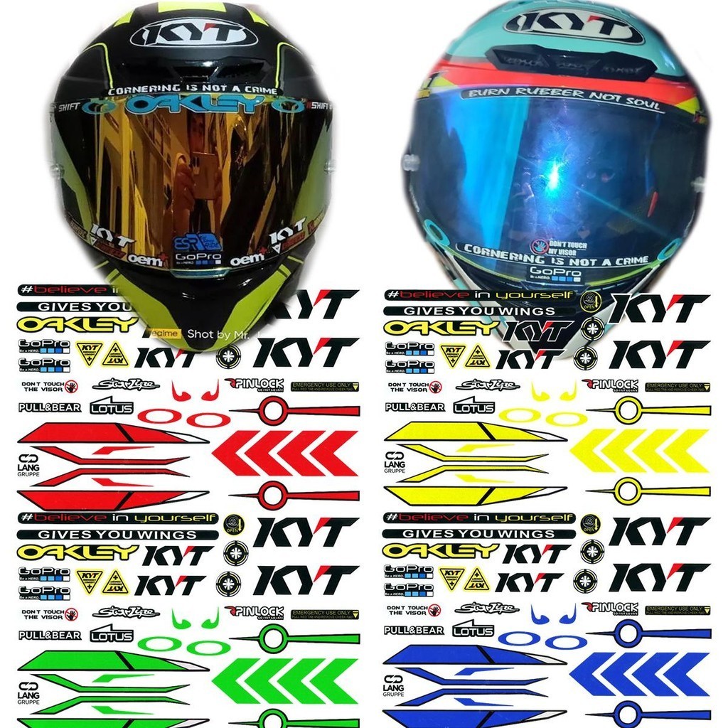 Reflective KYT Helmet Motorcycle Decal Sticker Cutting New Waterproof ...