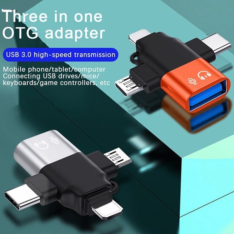 3 In 1 Alloy OTG Type-C Light ning Adapter USB3.0 Tablet USB Flash ...