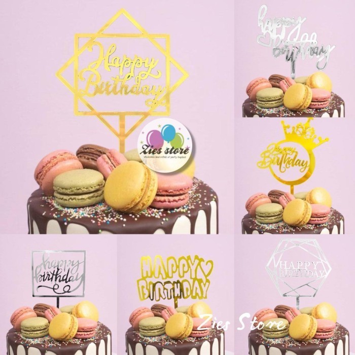 Happy Birthday Acrylic Cake Topper/HBD Cake Topper Assorted Motifs 01 ...