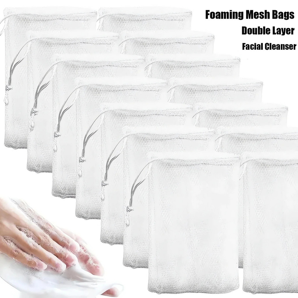 Bathing Soap Bubble Net Drawstring Bag/Bathroom Soap Foaming Net Bubble ...