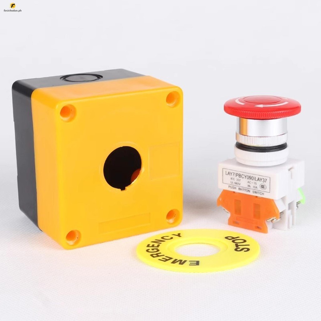 1 NO 1 NC 10A Emergency Stop Switch Metal & Plastic Material Emergency ...