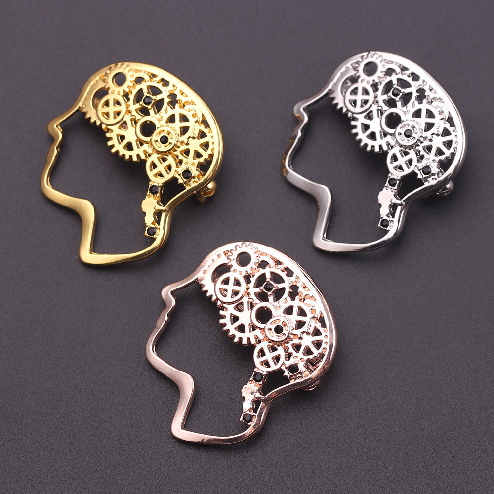 Creative Metal Brain Brooches Simple Solid Color Pins for Women Men ...