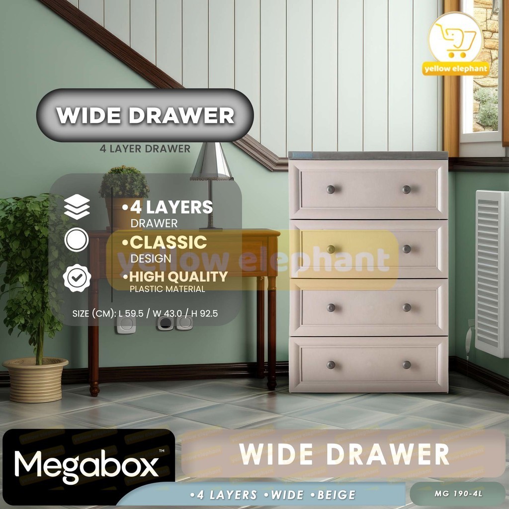 Megabox MG 190 Elegant Drawer 4 Layers/ 5 Layers | Shopee Philippines