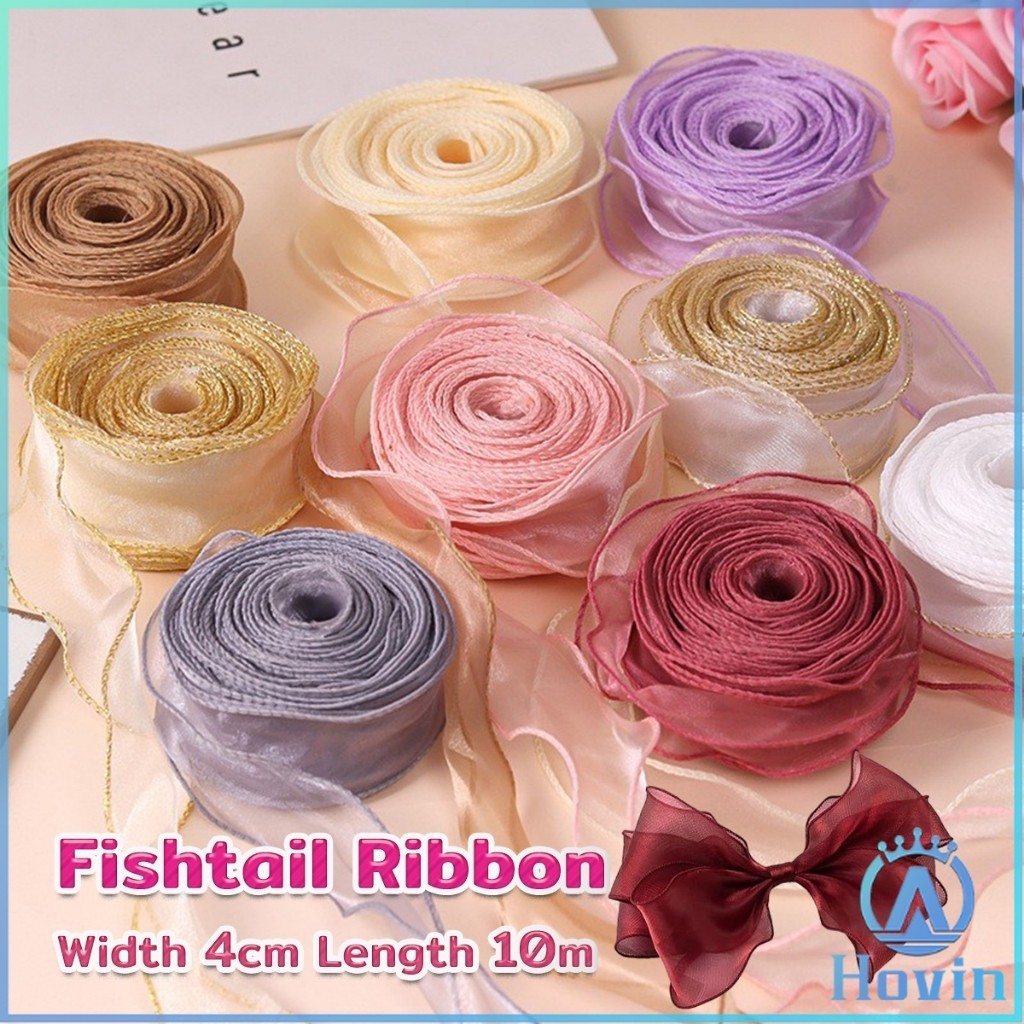 4cm*10m Plain Fishtail Ribbon Yarn With Wavy Edge Wrap Bouquet Gift ...