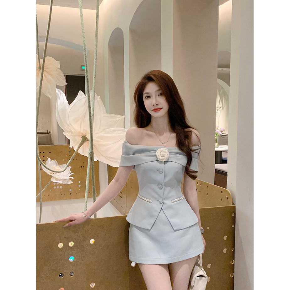 Sweet Gentle Suit Women's 2024 New Three-Dimensional Flower Top Slim ...