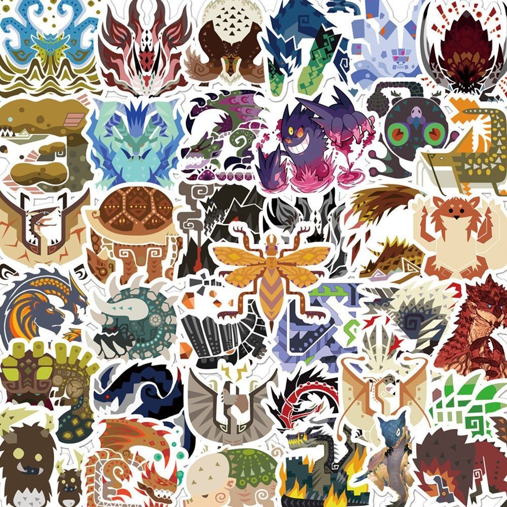 100 Sheets of Monster Hunter Doodle Stickers with Unique Creative ...