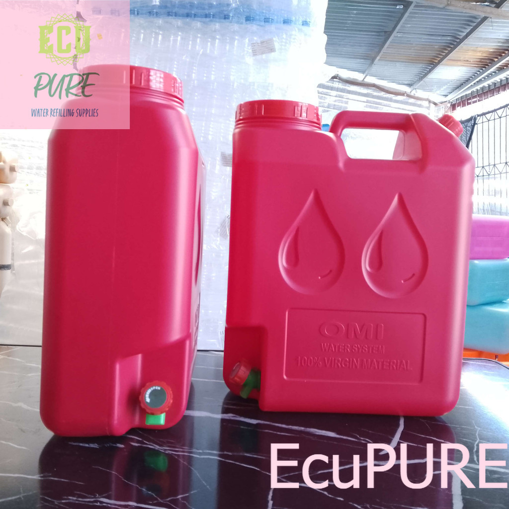 Colored 5 Gallon Slim Jug Water Container with Faucet RED | Shopee ...