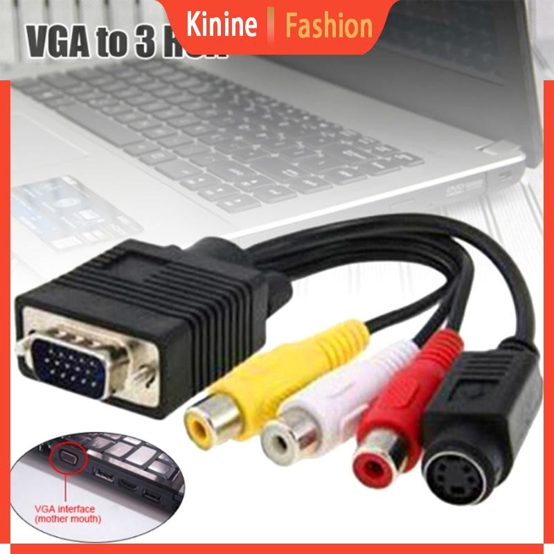 KIN VGA to 3 RCA + S Cable VGA Tv-Out to AV Cable VGA Component for ...