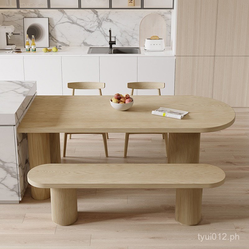 Nordic Open Kitchen Solid Wood Island Table Dining Table Integrated ...