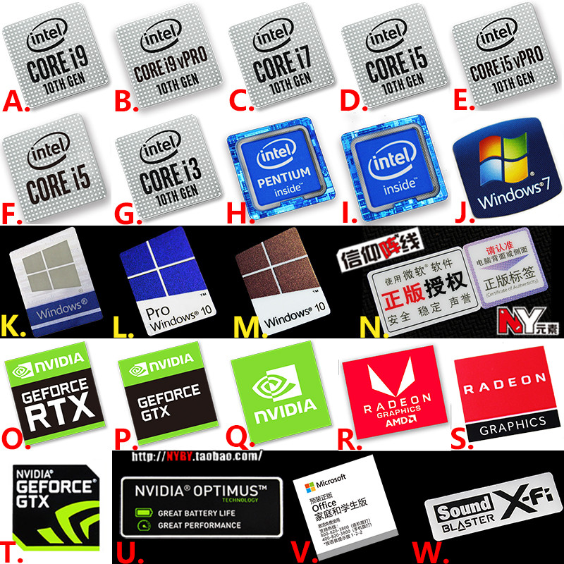 Brand Sticker core 10th Generation 10th Generation core i5 i7 i9 win10 ...