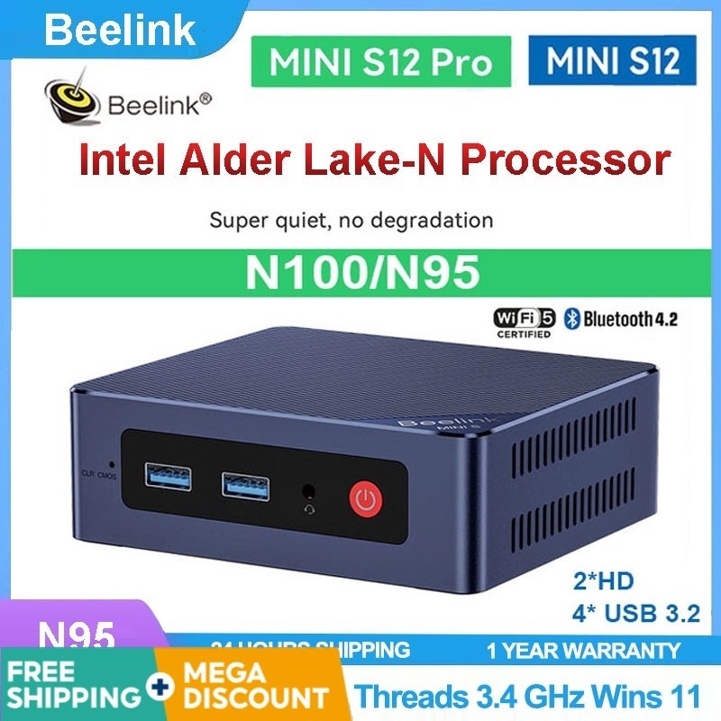 Beelink Mini S12 Pro Intel N100 Mini PC Mini S12 N95 DDR4 SSD Wifi BT5 ...