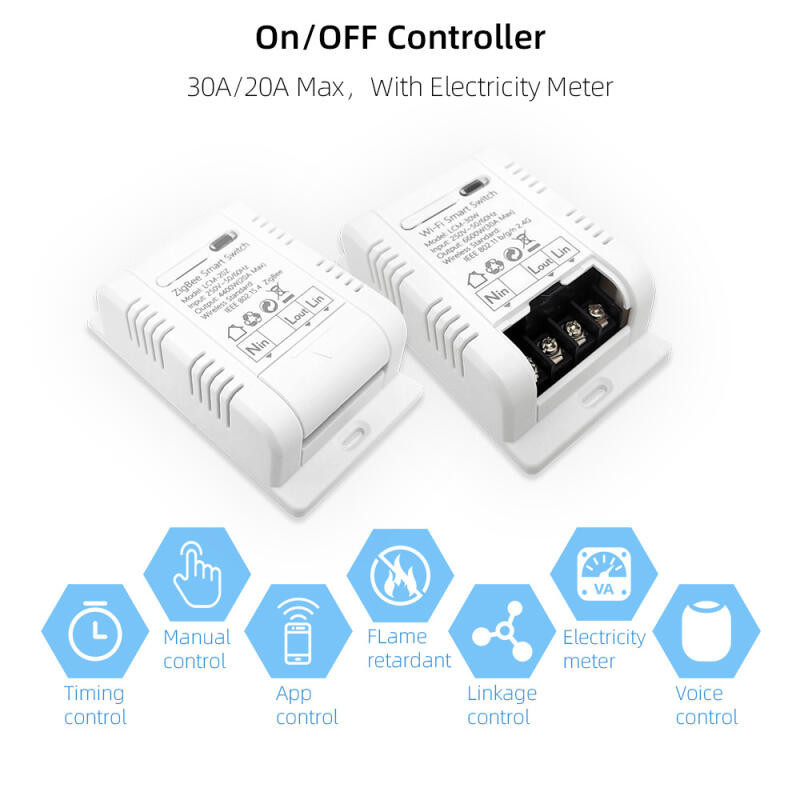 HOT Tuya ZigBee WiFi Smart Switch Module 20A/30A Smart Home Circuit ...