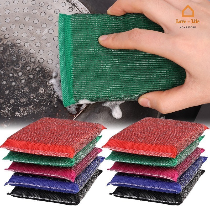 2Pcs/Set Durable Steel Wire Stain Removal Cleaning Sponges Kitchen ...