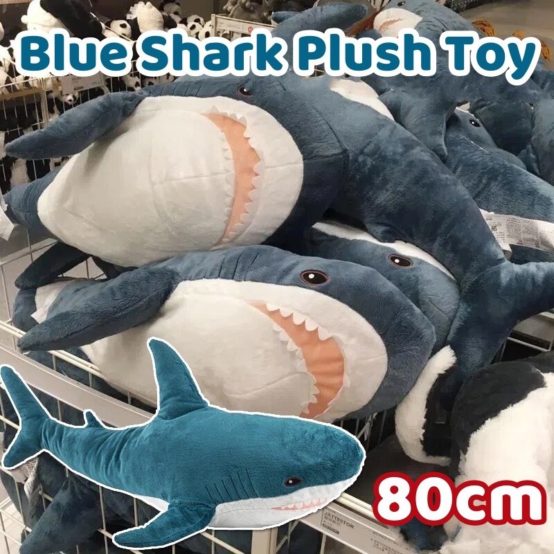 Blue Shark Plush Toy Plush Stuffed Doll Big Shark Doll Soft Sleeping ...