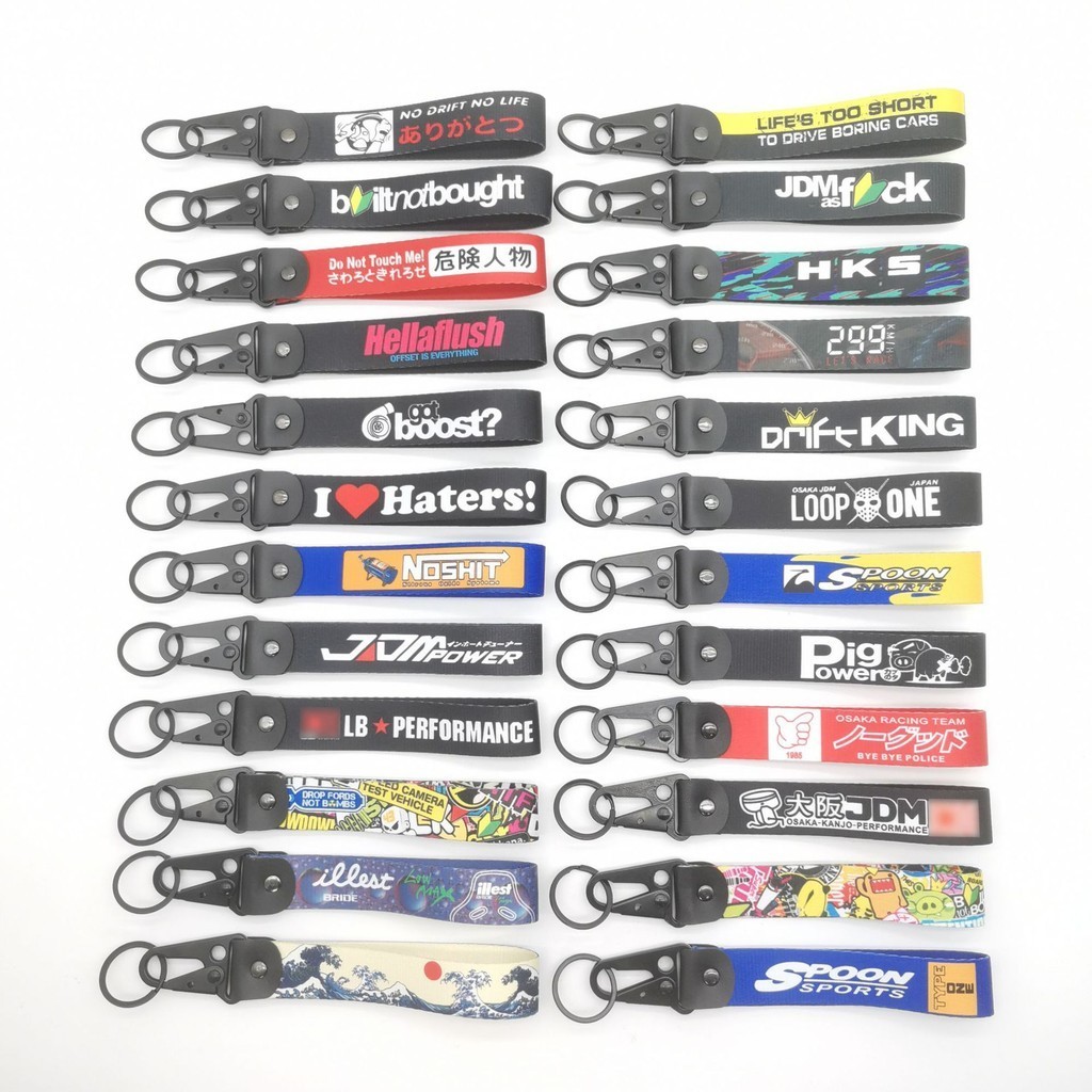 JDM Style Keyring Wrist Strap Sports Car/Moto Keychain Key Ring Lanyard ...