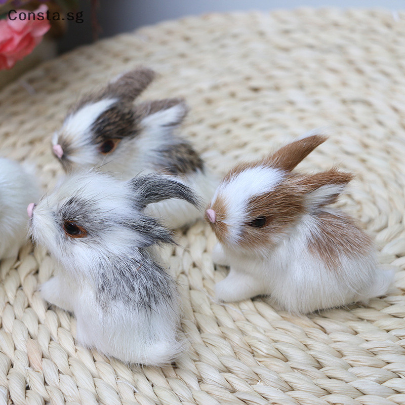 ]Cons] Mini Realistic Cute Plush Rabbit Fur Lifelike Animal Easter ...
