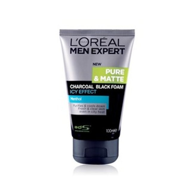 L'Oréal Paris Pure & Matte Charcoal Black Icy Effect Foam 100ml x2pack ...