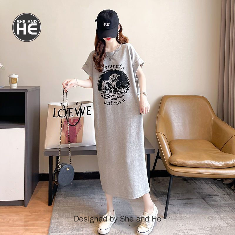 Pure Cotton Fashion Long Dress Women 2024 New Style Summer Large Size ...