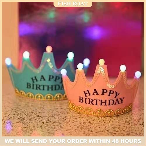 LED Birthday Crown Happy Birthday Hat LED Crown Headband Party Hat ...