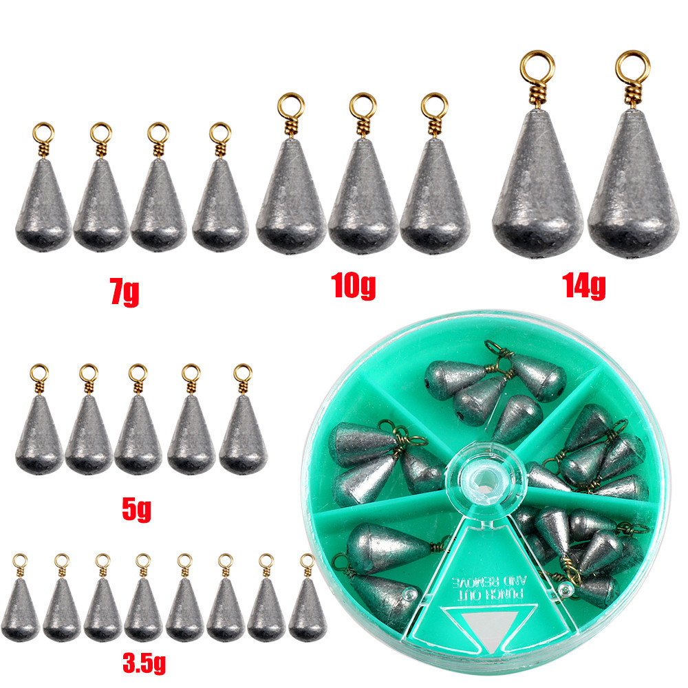 22pcs Boxxed Fishing Drop Shot Weights Lead Fishing Sinkers Bass ...