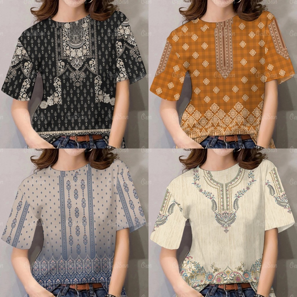 Asean Attire For Women, National Style Short -Sleeved T Shirt For Woman ...