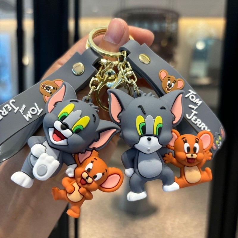 Cat and Mouse Key Ring Pendant Tom Jerry Cartoon Doll Pendant Couple ...