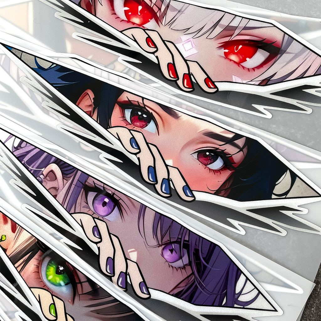 JDM Anime Girls Eyes Motorcycle Car Scooter Accessories Reflective ...