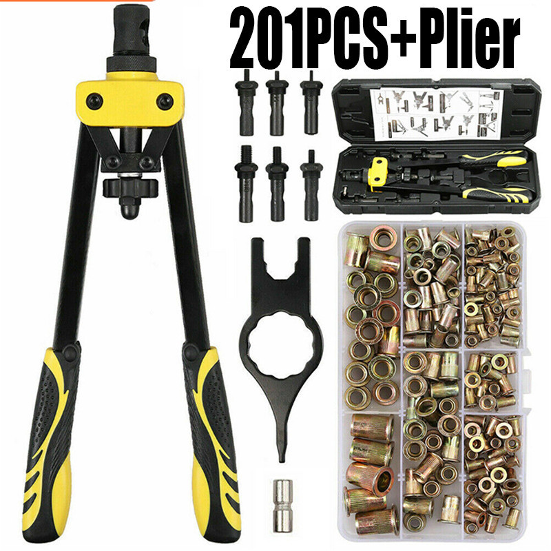 201pcs Rivet Nut+Hand Rivet Nut Gun Insert threaded Manual Riveters Nut ...