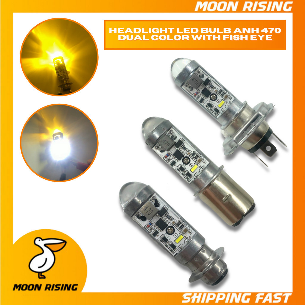 MOTORCYCLE UNIVERSAL HEADLIGHT BULB DUAL COLOR WITH FISH EYE H4/B35/T19 ...
