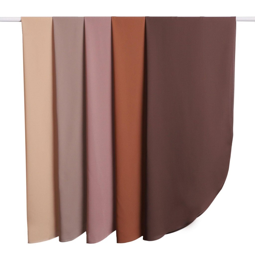 Round Edge Pearl Chiffon Hijab Half Circle Curved Chiffon Hijab for ...