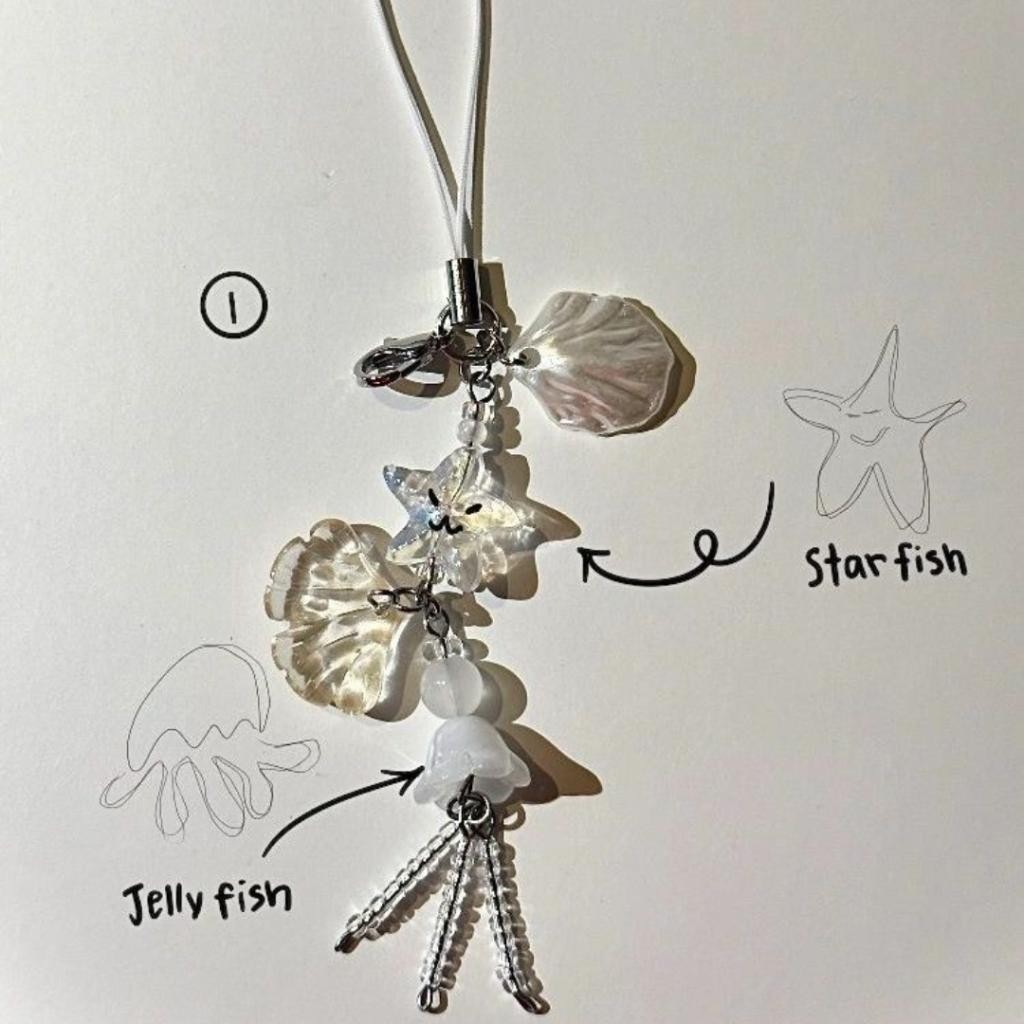 Steve Jellyfish Shell Keychain Beaded Phone Chain Cute Ins Style CCD ...