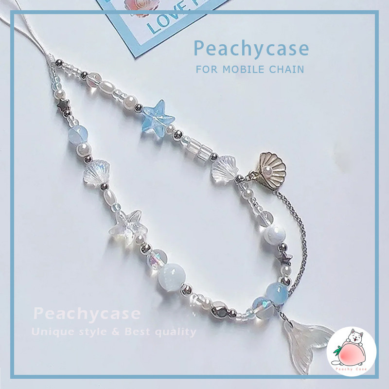 Fashion Mermaid Fishtail Seashell Stars Crystal Beaded Mobile Phone ...