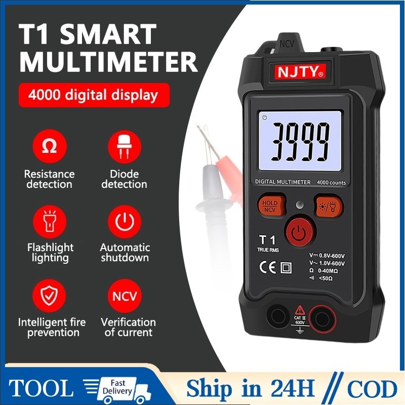 Digital Multimeter 600V AC/DC 4000 Counts High-Precision Anti-Burning ...