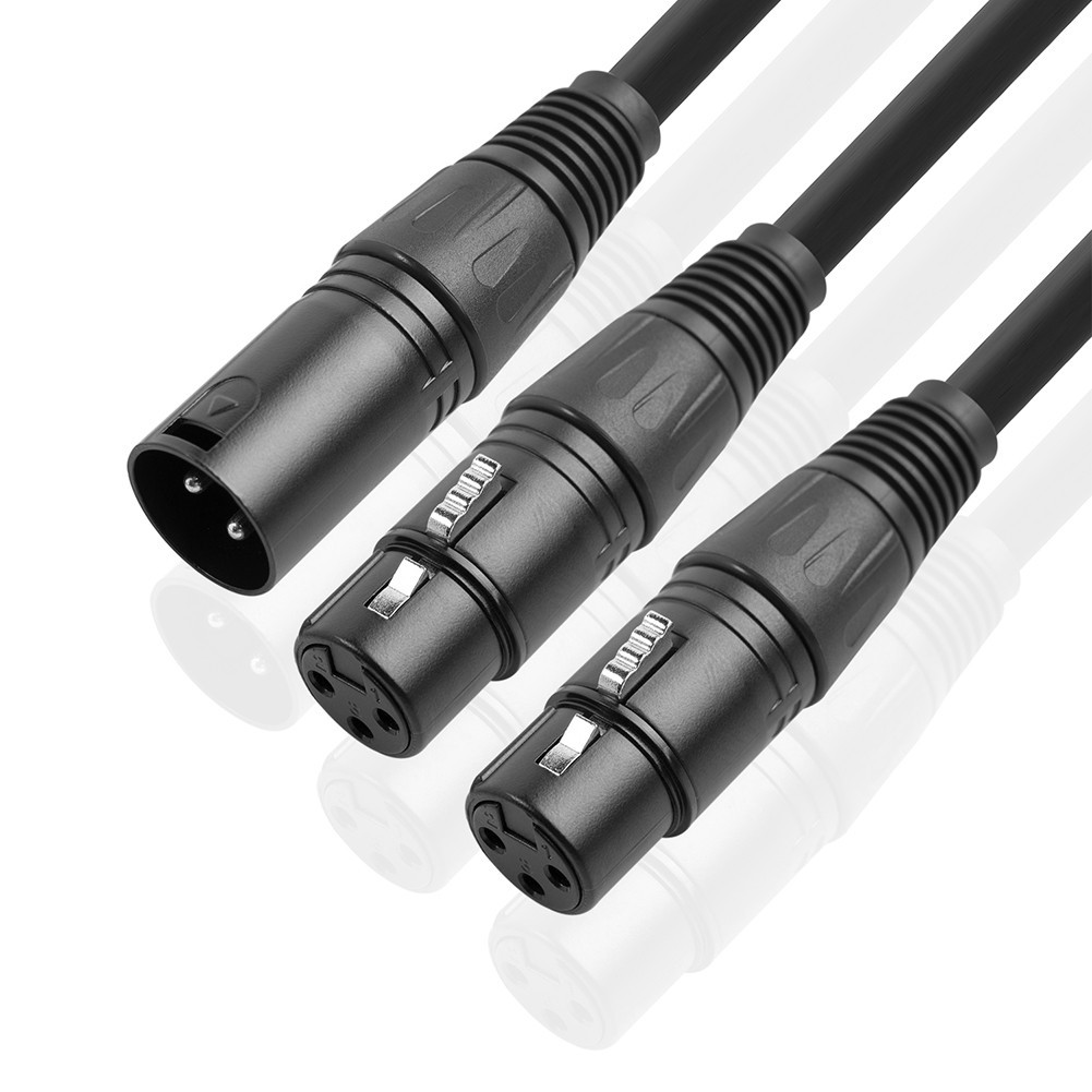 50cm 3Pin XLR Splitter Male To 2 Female Cable 1 Male To 2 Female XLR Y ...