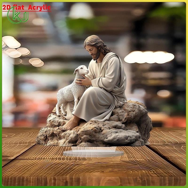 [Wishshopeelxl] Jesus and The Lamb Ornament Acrylic Desktop Sign 2D ...