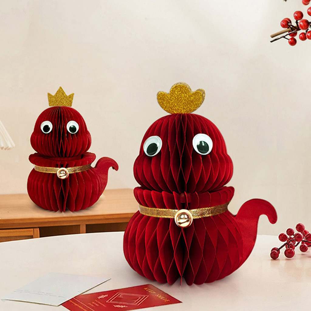 Snake Shape Paper Honeycomb Ornament Cute Chinese New Year Table ...