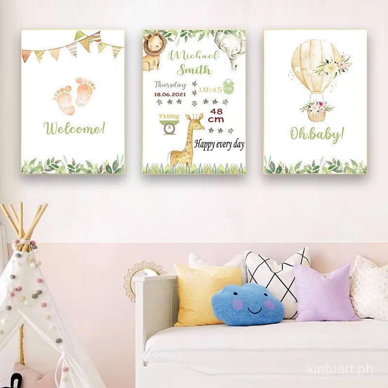 Personalized Custom Baby Birth Posters And Prints Nursery Decor Canvas ...