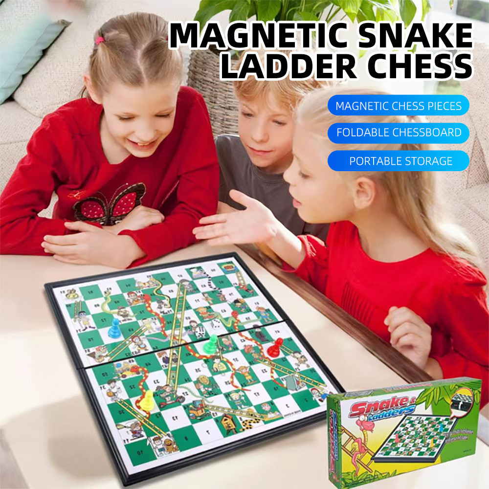 Snake and Ladder Board Portable Foldable Chessboard Desktop Game Family ...
