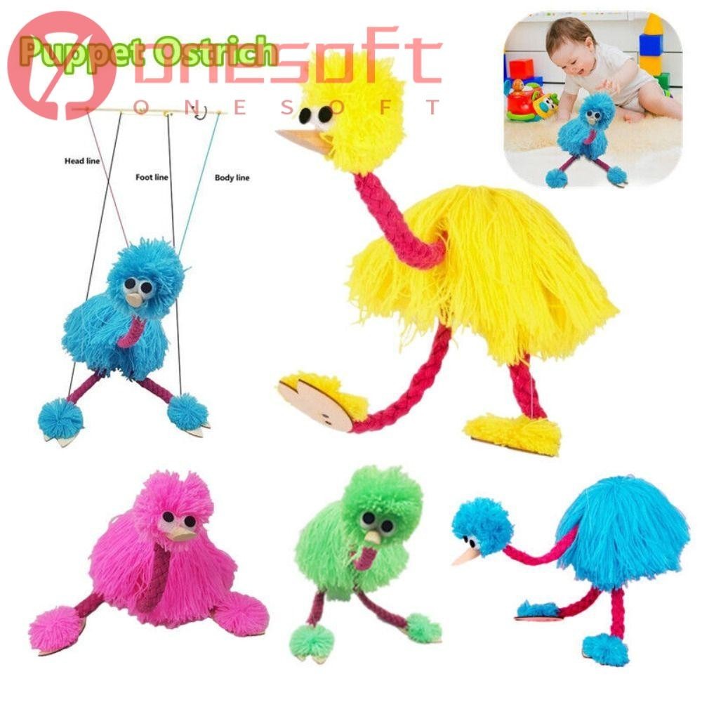 ONE-SOFTNESS Ostrich Puppet Stuffed, Plush Toy Animals Wooden Ostrich ...