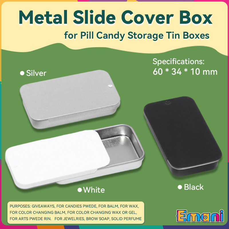 Em Mini Metal Slide Cover Box for Pill Candy Storage Tin Boxes | Shopee ...