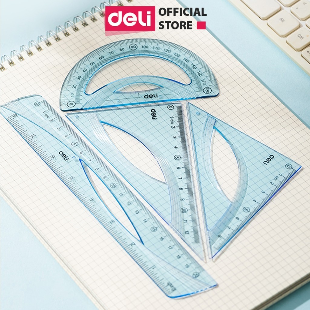 Eke Level Ruler Set for Students 4-Piece Transparent School Tool Set ...