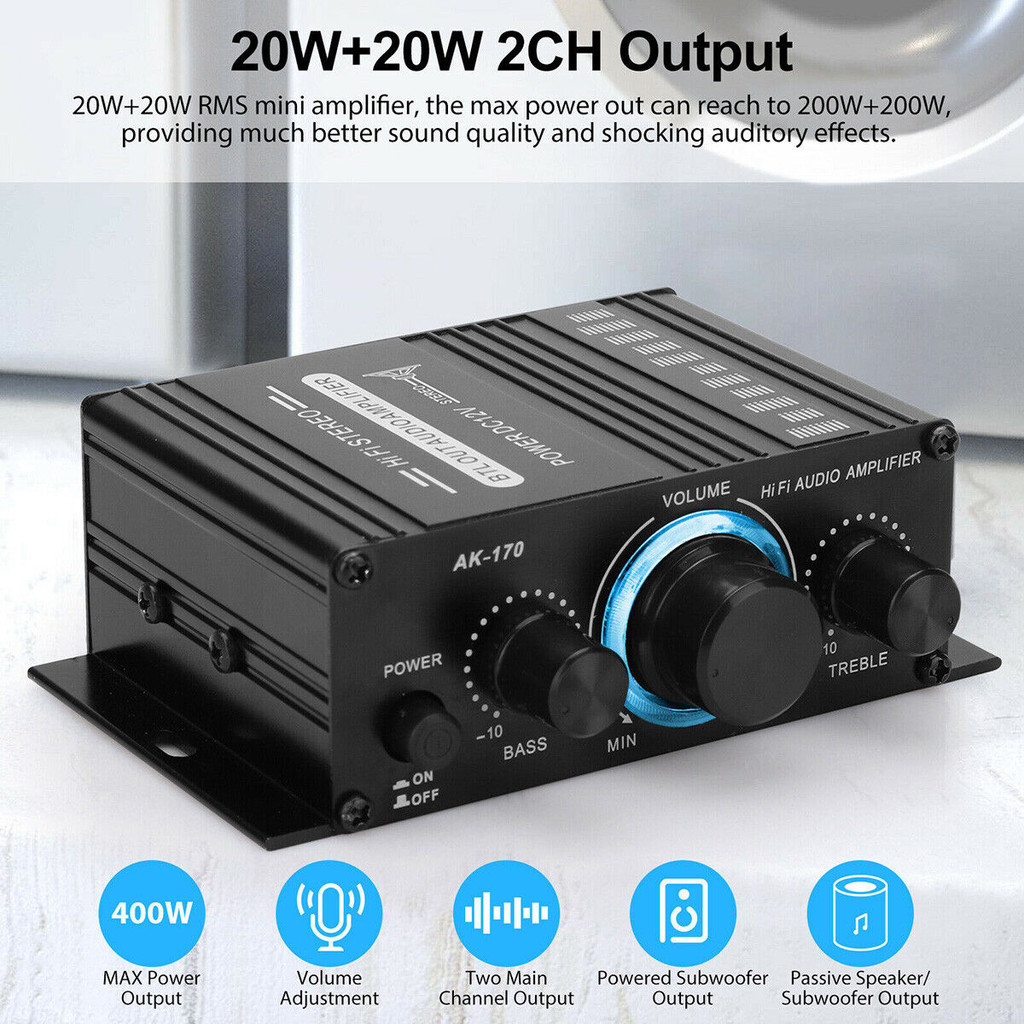 AK170/AK270 400W 2 Channel 12V Audio Power Amplifier Low Distortion ...