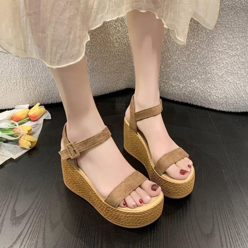 Sandals for Women Casual Fashion Solid Color New Korean Fashion Wedge ...