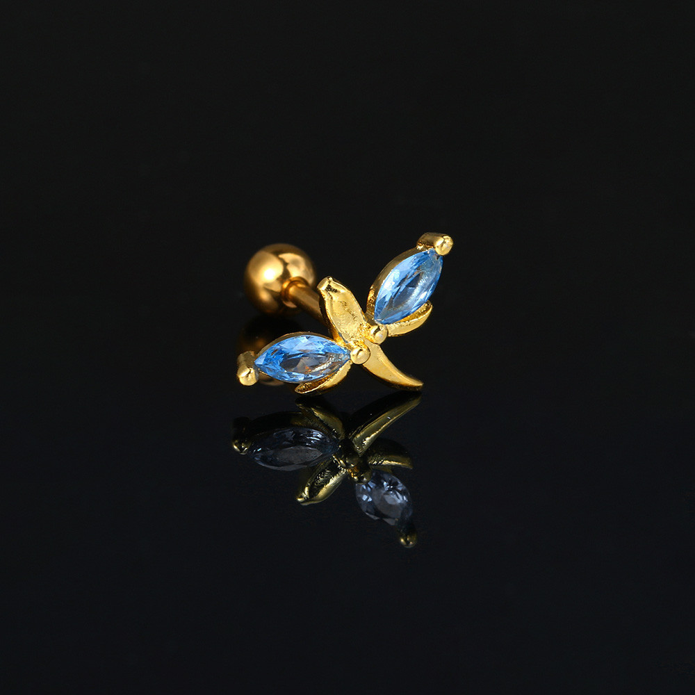 1PC Daith Blue Crystal Bird Heart Y2k Ear Piercing Helix Tragus Stud ...