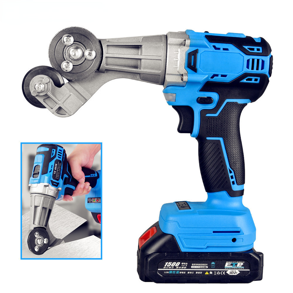 Blue Cordless Plate Cutter Electric Metal Sheet Cutting Saw Metal Punch ...