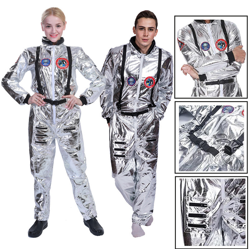 Silver Astronaut Costume Adult for Women Men Cosplay Costumes Spaceman ...