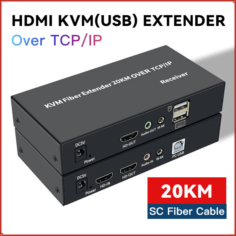 20Km HDMI Fiber IP KVM Extender Transceiver over SC Fiber Optical Cable ...