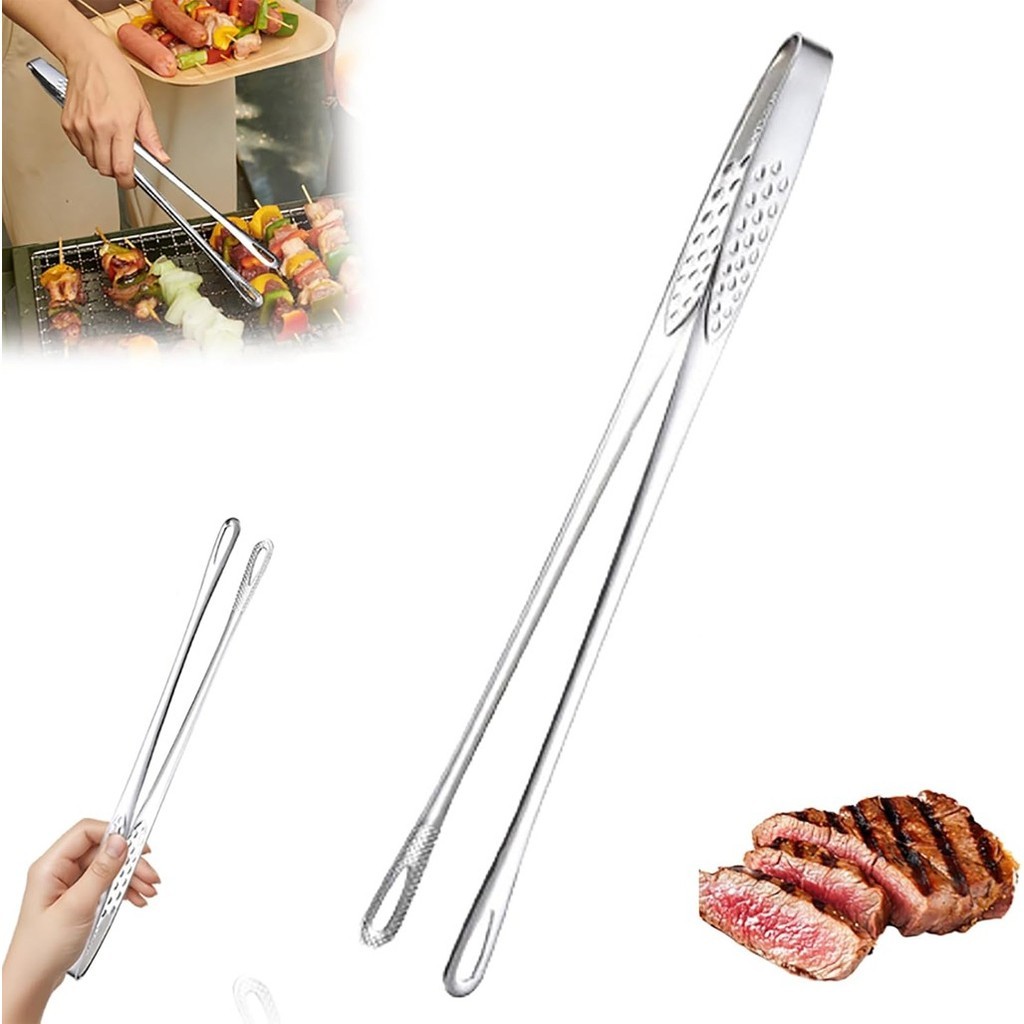 Stainless Steel Grill Tongs, Upgrade Kitchen Tweezers for Cooking ...