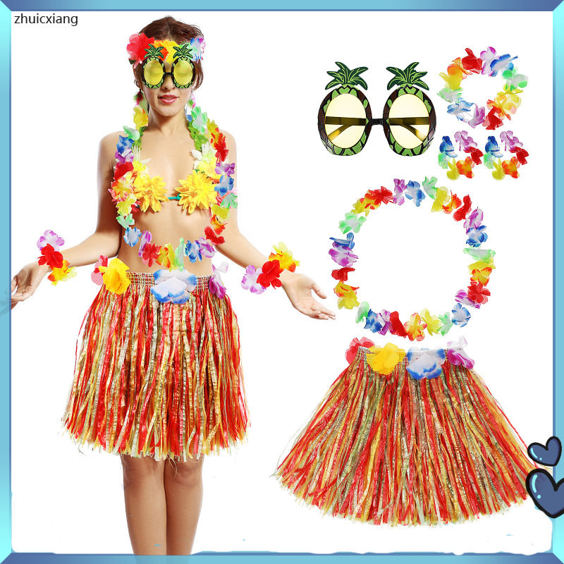 1 Set Hawaiian Outfit Hawaiian Grass Skirt Costume Hawaiian Skirt ...