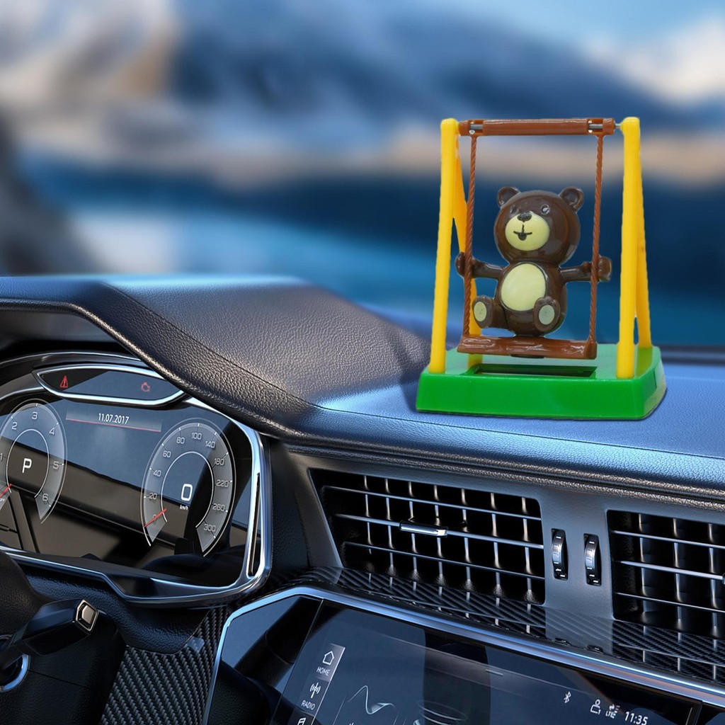 Car Dashboard Swing Bear Decoration Cute Swing Bear Solar Powered ...